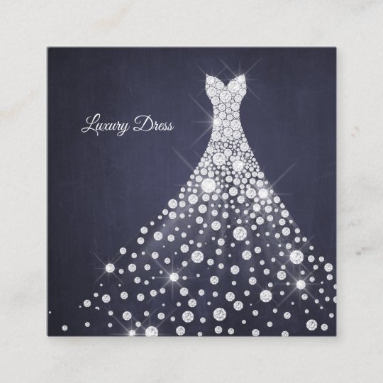 Seamstress luxury fashion designer diamond dress square business card ...