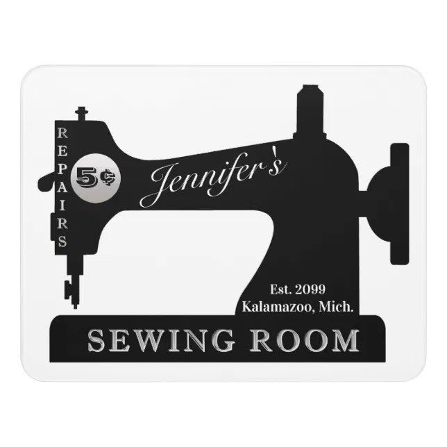 Seamstress Quilter Sewing Gift Sewing Machine Room Door Sign | Zazzle