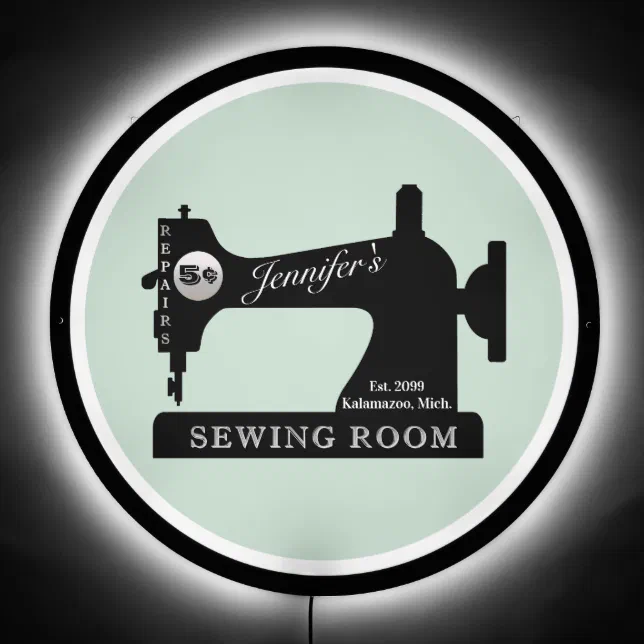 Seamstress Quilter Sewing Machine LED Sign | Zazzle