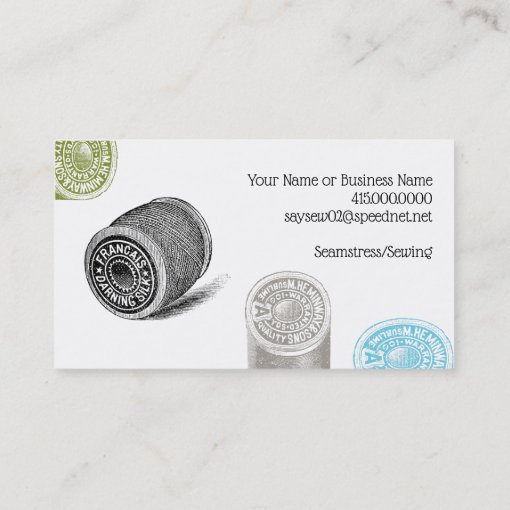 Seamstress Sewing Vintage Dress Form And Thread Business Card | Zazzle