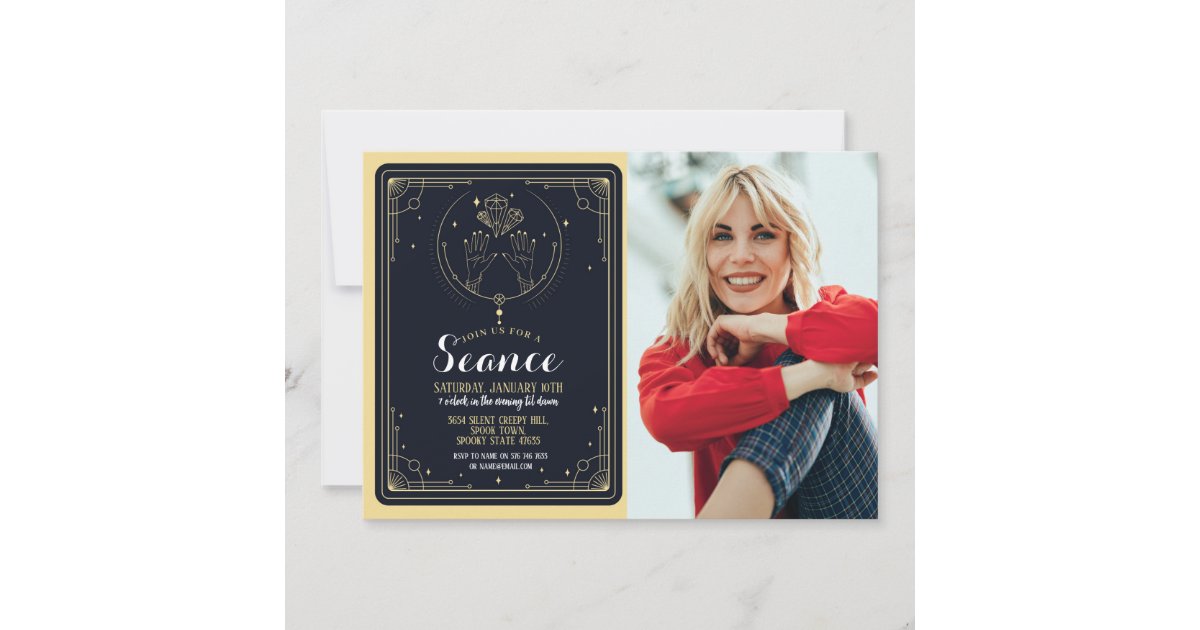 Seance Spirtiual Birthday Party Moon Stars Invitation | Zazzle