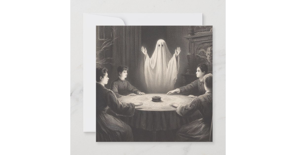 Seance with Ghost Appearing Antique Illustration Card | Zazzle