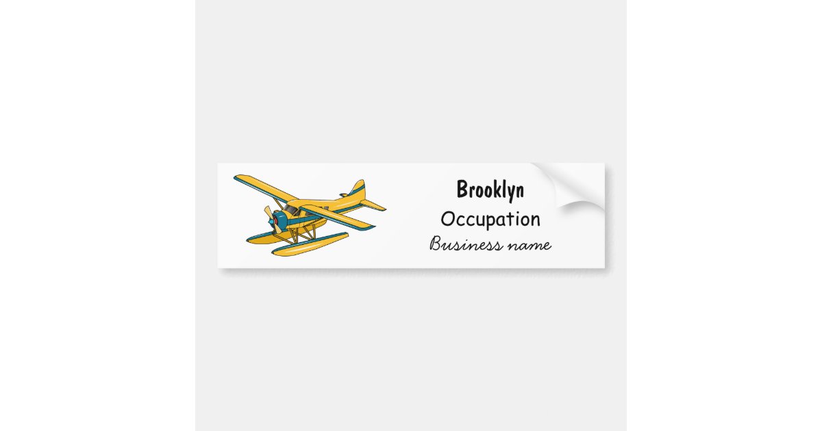Seaplane cartoon illustration bumper sticker | Zazzle
