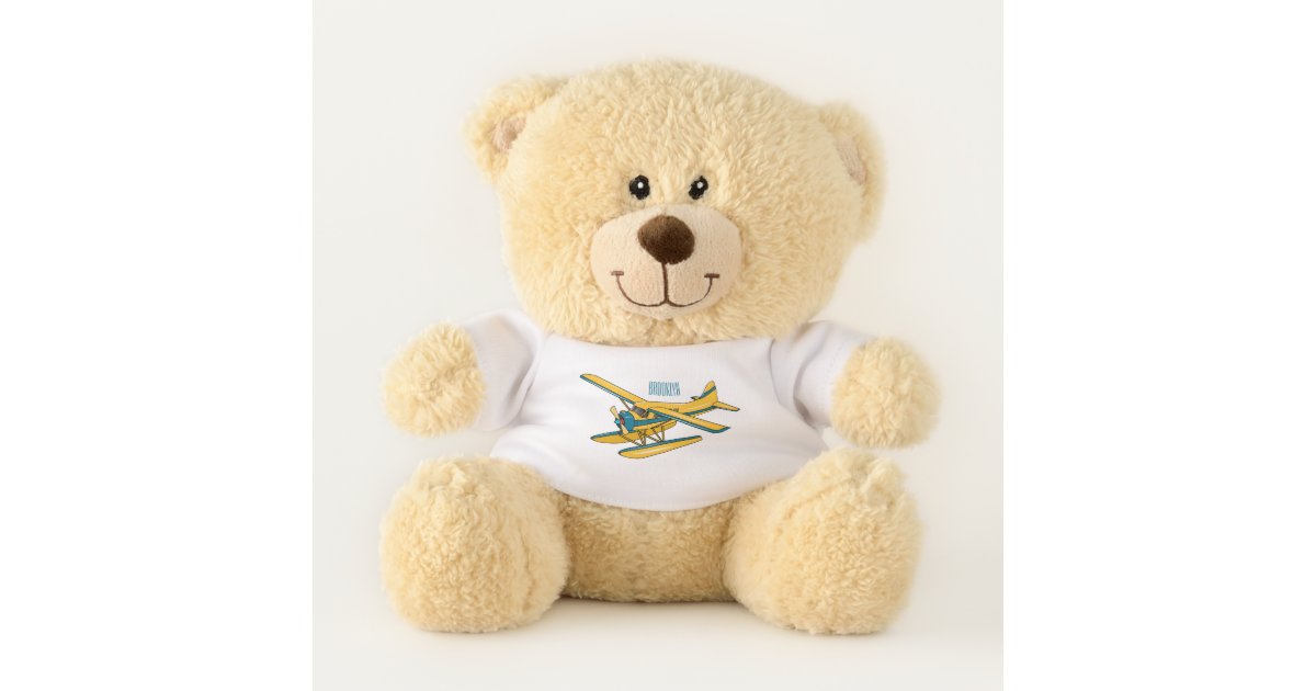 Seaplane cartoon illustration teddy bear | Zazzle