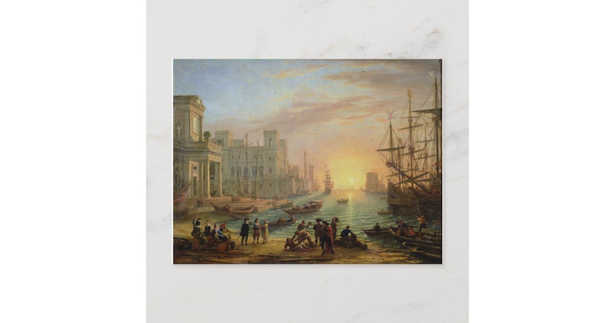 Seaport at Sunset by Claude Lorrain Postcard | Zazzle