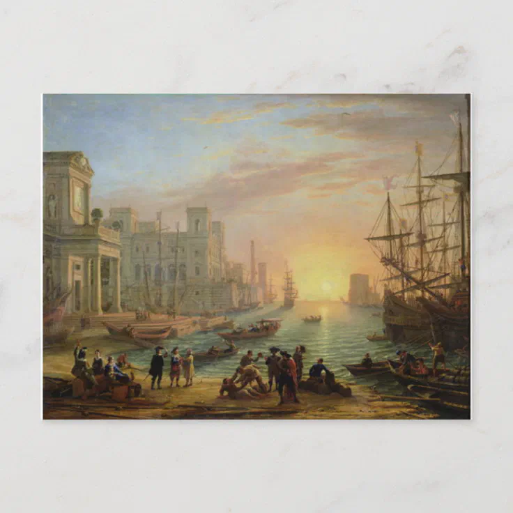 Seaport at Sunset by Claude Lorrain Postcard | Zazzle
