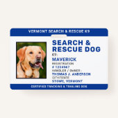 Search Rescue Dog Custom Logo Photo SAR K9 ID Badge | Zazzle