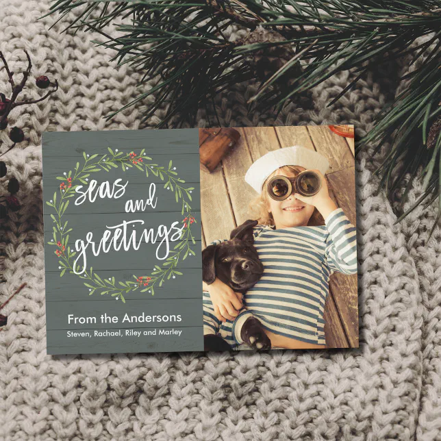 Seas and Greetings Nautical Christmas Photo Holiday Card | Zazzle