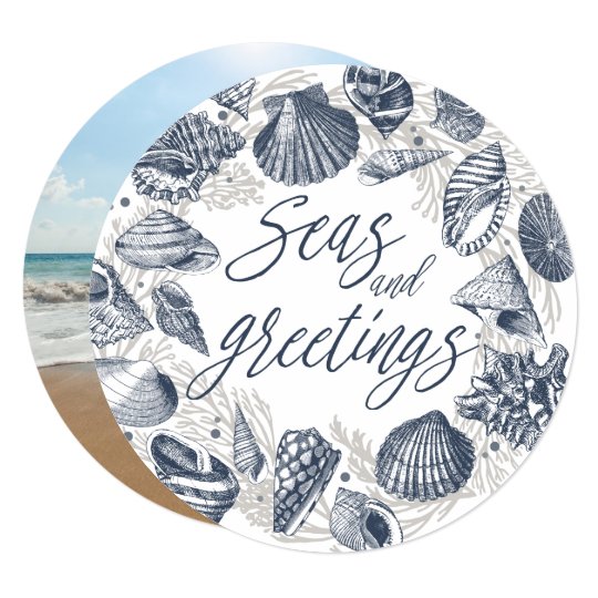 Seas and Greetings | Nautical Seashell Photo Card | Zazzle.com