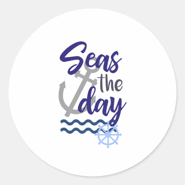 Seas the Day, Nautical Classic Round Sticker | Zazzle