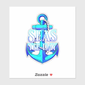 Seas The Day Pirate Anchor Sticker | Zazzle