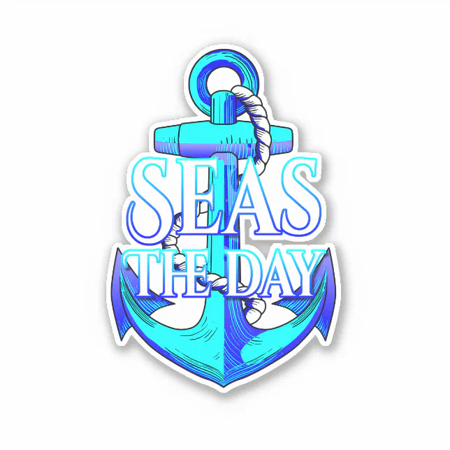 Seas The Day Pirate Anchor Sticker | Zazzle