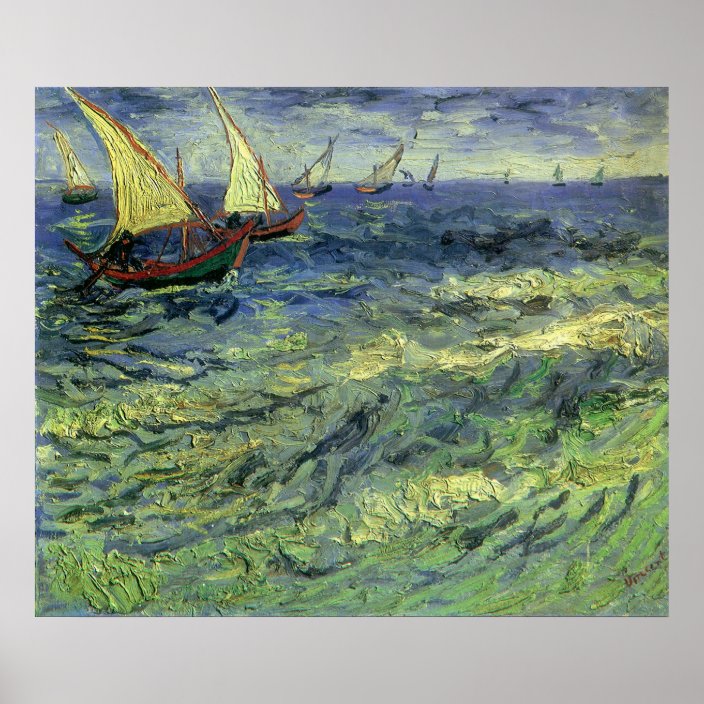 Seascape at Saintes Maries by Vincent van Gogh Poster | Zazzle.com