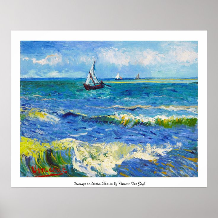 Seascape at Saintes-Maries Vincent Van Gogh Poster | Zazzle