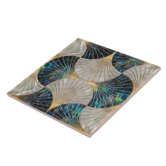Seashell Art Deco - Abalone Shell and Pearl Ceramic Tile | Zazzle