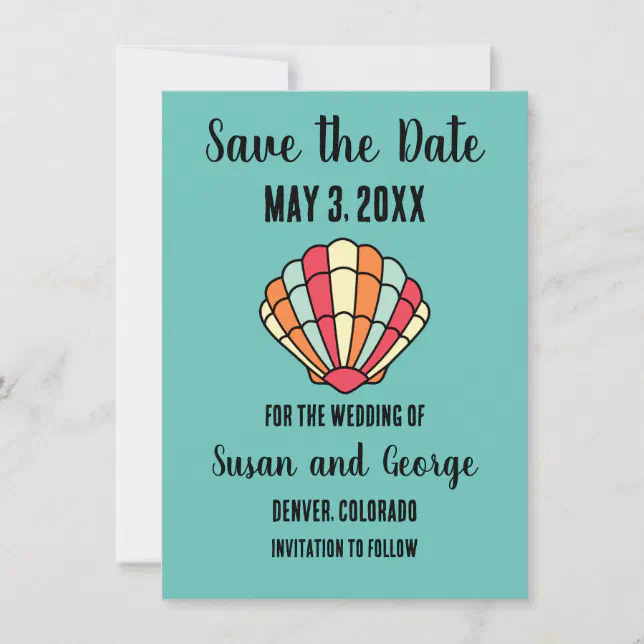Seashell Beach Nautical Save the Date Invitation | Zazzle