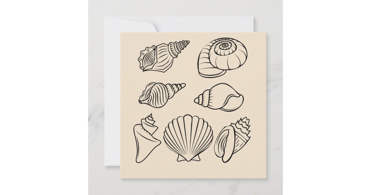 Seashell, Beach Stationery Flat Note Card | Zazzle
