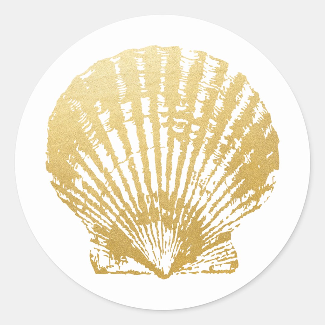 Seashell Beach Wedding Favor & Invitation Stickers | Zazzle