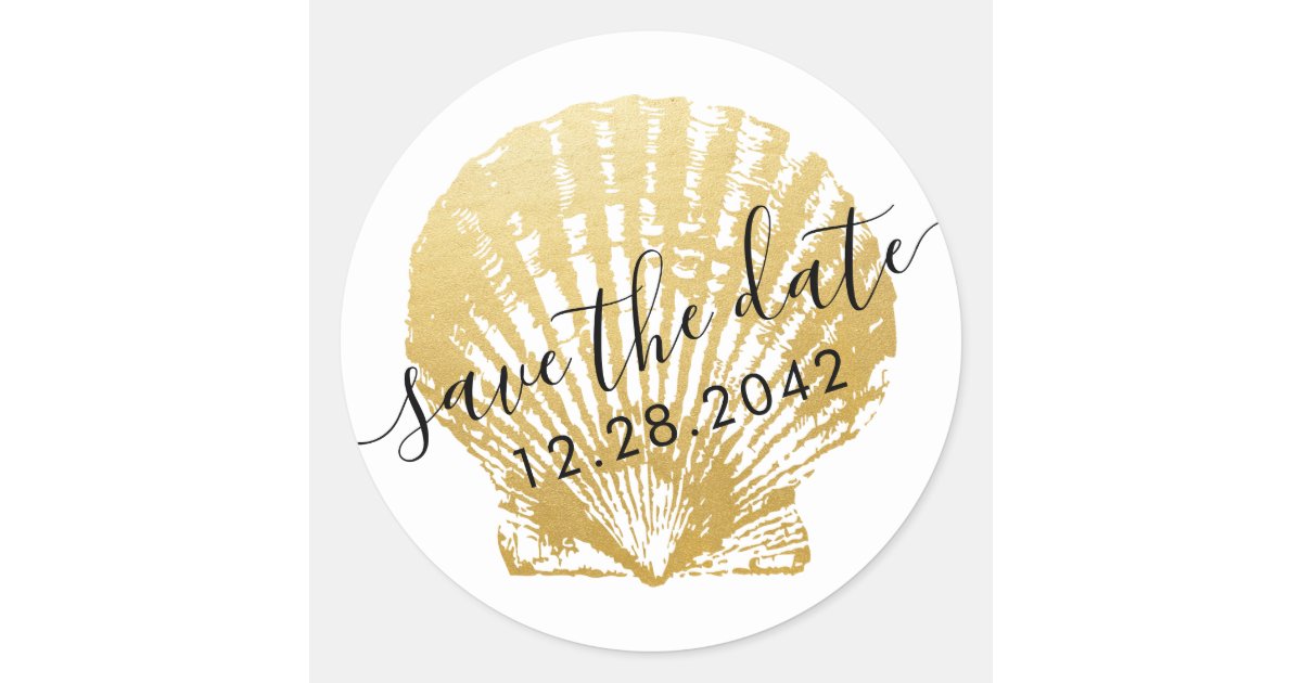 Seashell Beach Wedding Favor & Invitation Stickers | Zazzle