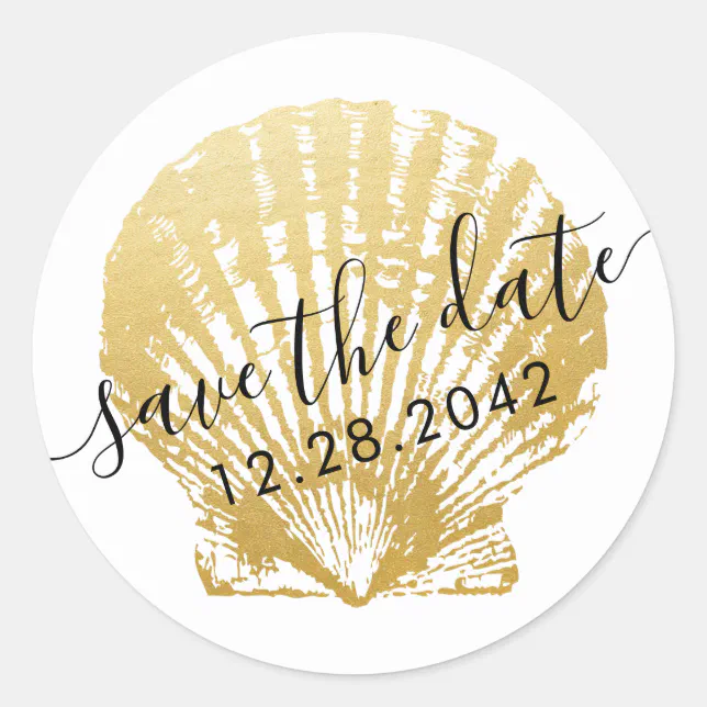 Seashell Beach Wedding Favor & Invitation Stickers | Zazzle
