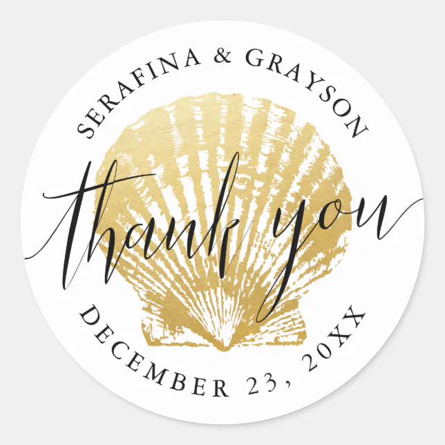 Seashell Beach Wedding Favor Invitation Stickers | Zazzle