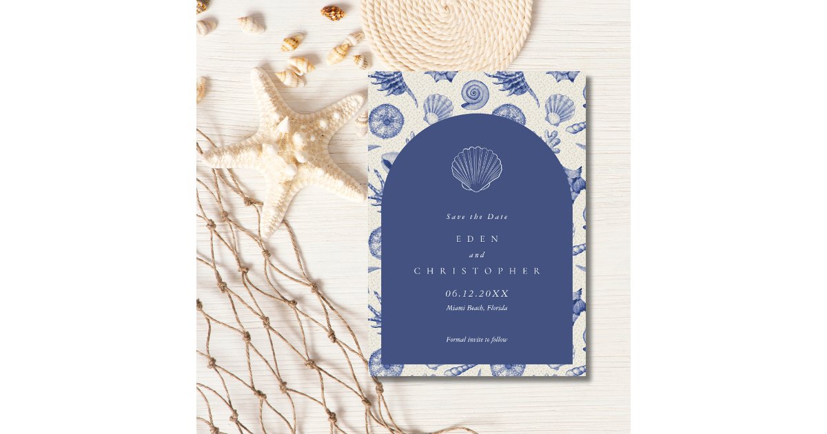 Seashell Beach Wedding Photo Save The Date | Zazzle