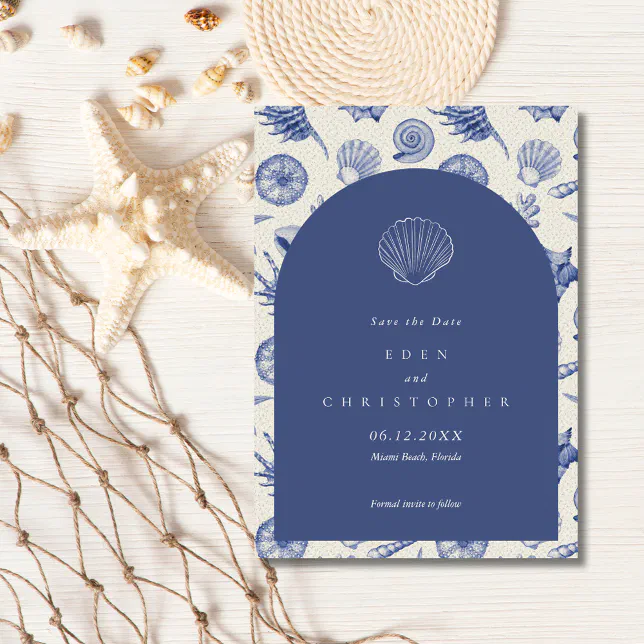 Seashell Beach Wedding Photo Save The Date | Zazzle