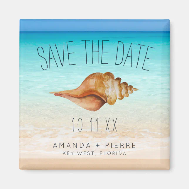 Seashell Beach Wedding Save the Date Magnet | Zazzle