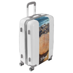 Seashell California Sandy Beach Photo Custom Name Luggage | Zazzle