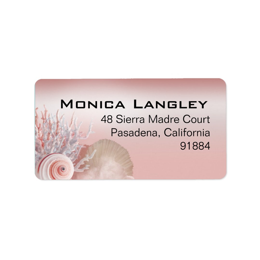 Seashell Dreams Beach Wedding pink Label | Zazzle