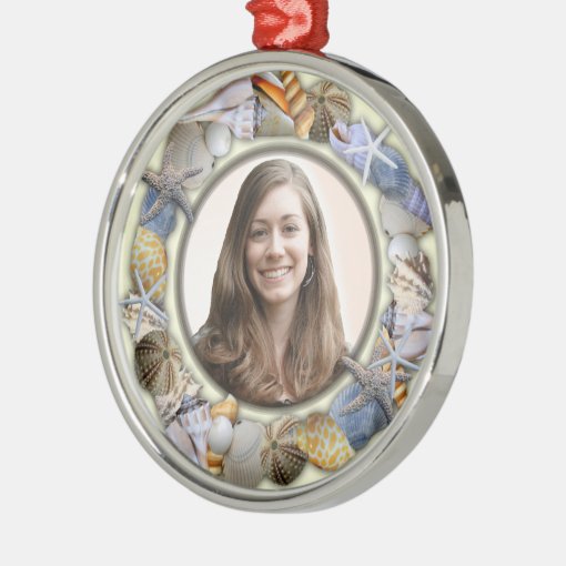 Seashell Frame, Round Picture Christmas Ornament | Zazzle