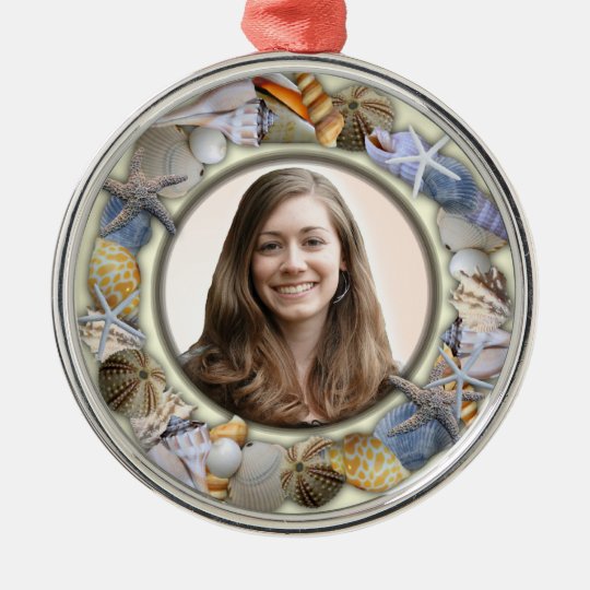 Seashell Frame, Round Picture Christmas Ornament | Zazzle.com