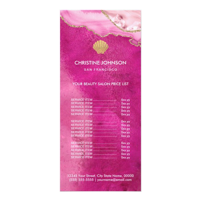 seashell logo price list on pink rack card | Zazzle.com