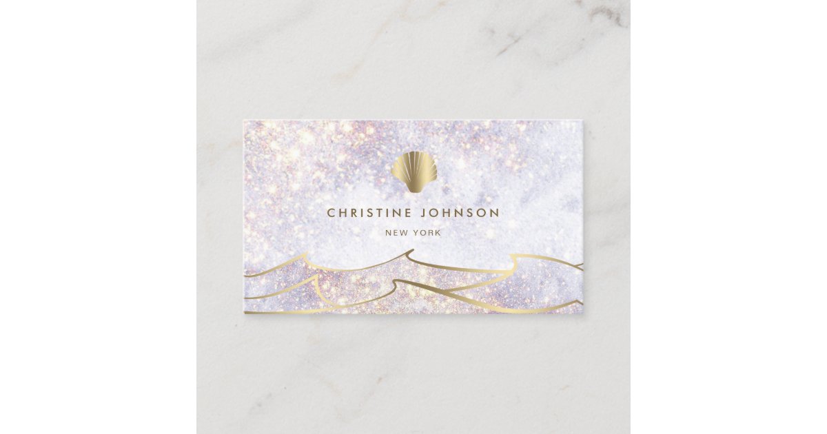 seashell logo watercolor background business card | Zazzle