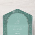 Seashell Palm Aqua Beach Wedding QR Code RSVP All In One Invitation ...