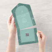 Seashell Palm Aqua Beach Wedding QR Code RSVP All In One Invitation ...