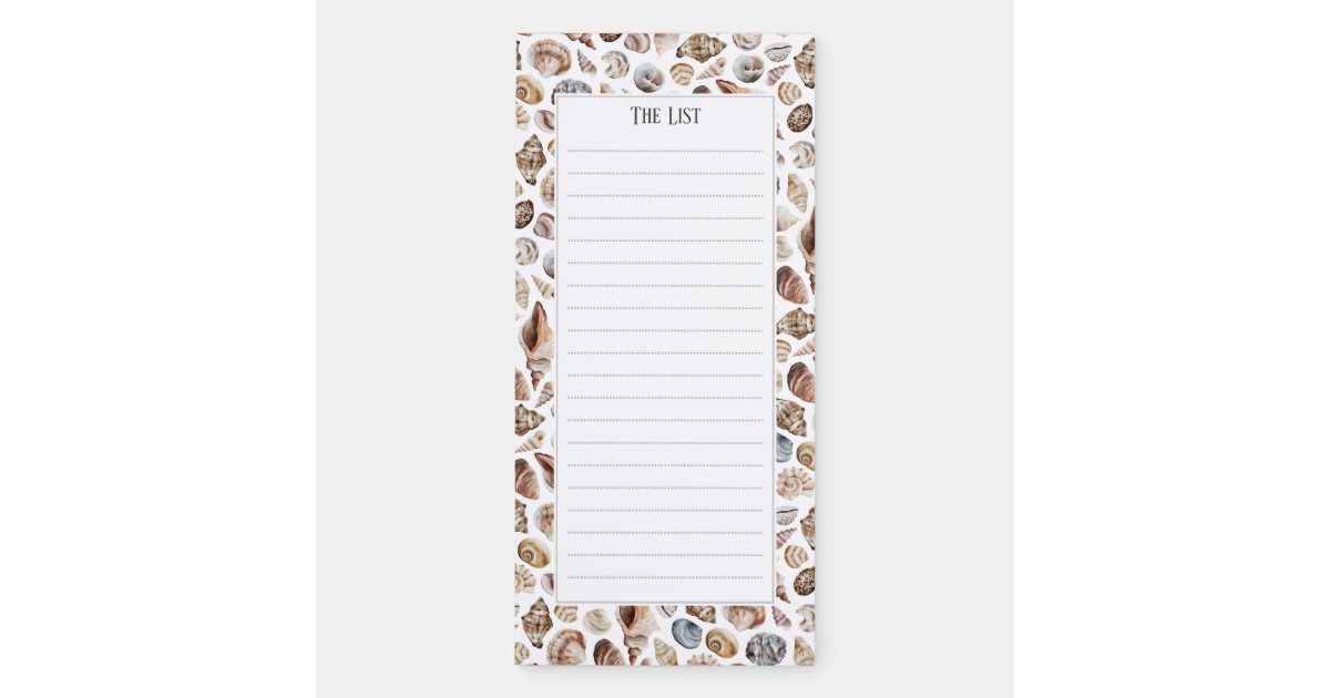 Seashell pattern magnetic notepad | Zazzle