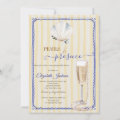 Seashell Pearls & Prosecco Yellow Striped Invitation | Zazzle