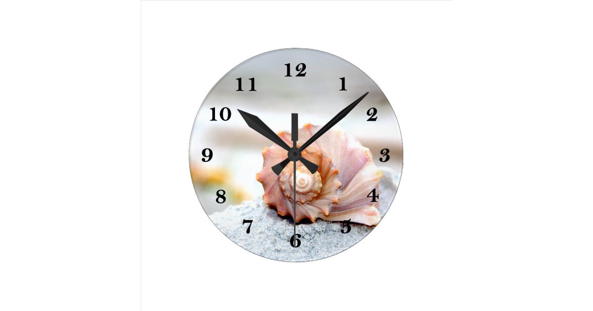 Seashell Round Clock | Zazzle.com