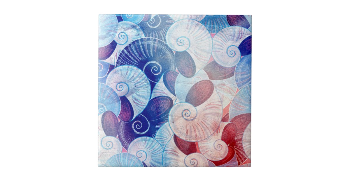 Seashell Scene Pattern Tile | Zazzle