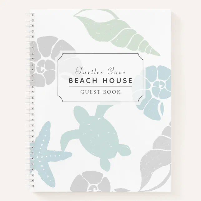 Seashell & Sea Turtle Vacation Rental Guest Book | Zazzle