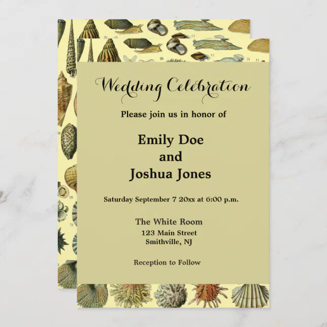 Seashell Shell Mollusk Clam Elegant Classic Art Invitation | Zazzle