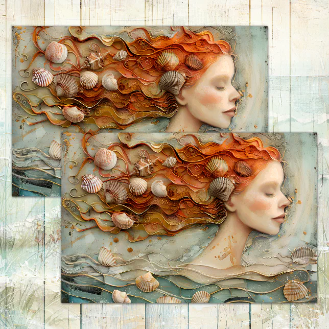 SEASHELL SIREN DECOUPAGE TISSUE PAPER | Zazzle
