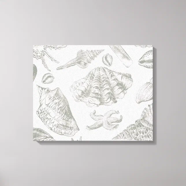 Seashell Soft Antique Art Beach Shells Canvas Print | Zazzle