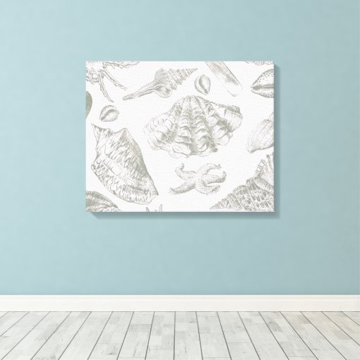 Seashell Soft Antique Art Beach Shells Canvas Print | Zazzle