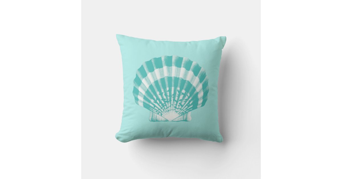 Seashell - soft aqua and white throw pillow | Zazzle