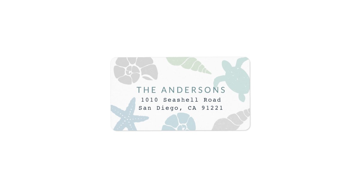 Seashell Starfish Sea Turtle Address Label | Zazzle