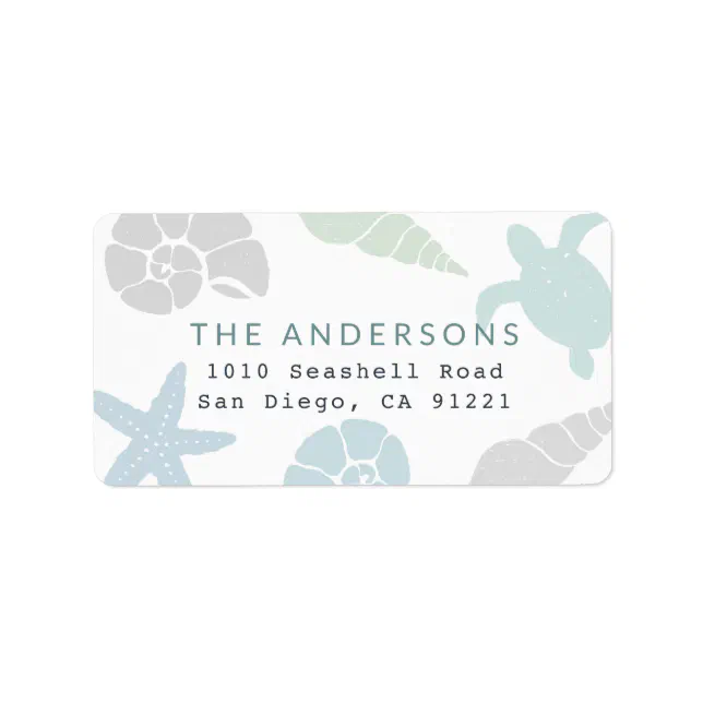 Seashell Starfish Sea Turtle Address Label | Zazzle