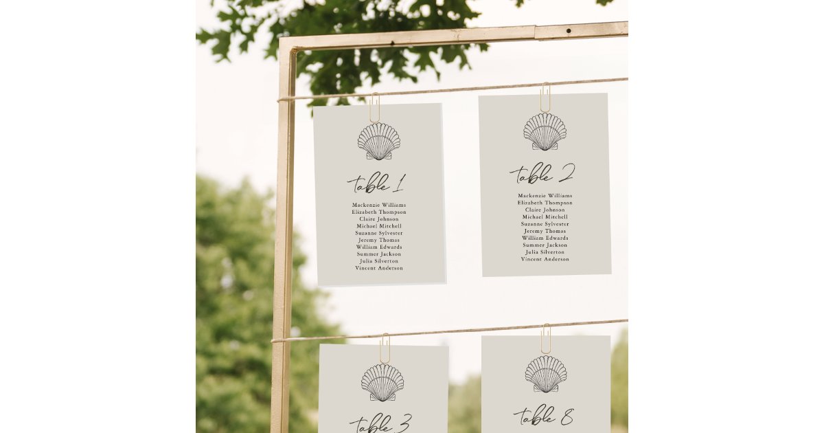 Seashell Table Seating Chart Beach Wedding Card | Zazzle