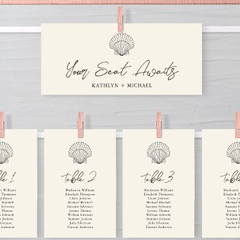 Seashell Table Seating Chart Beach Wedding Card | Zazzle